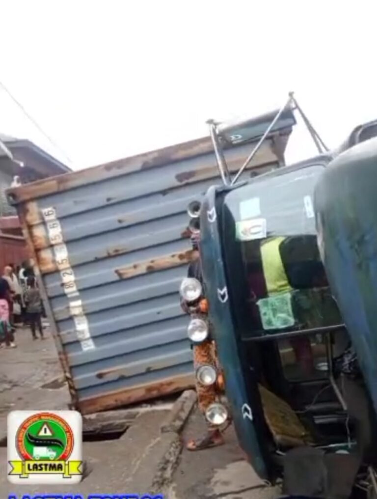 One dead, three injured as container falls on commercial bus in Lagos ...